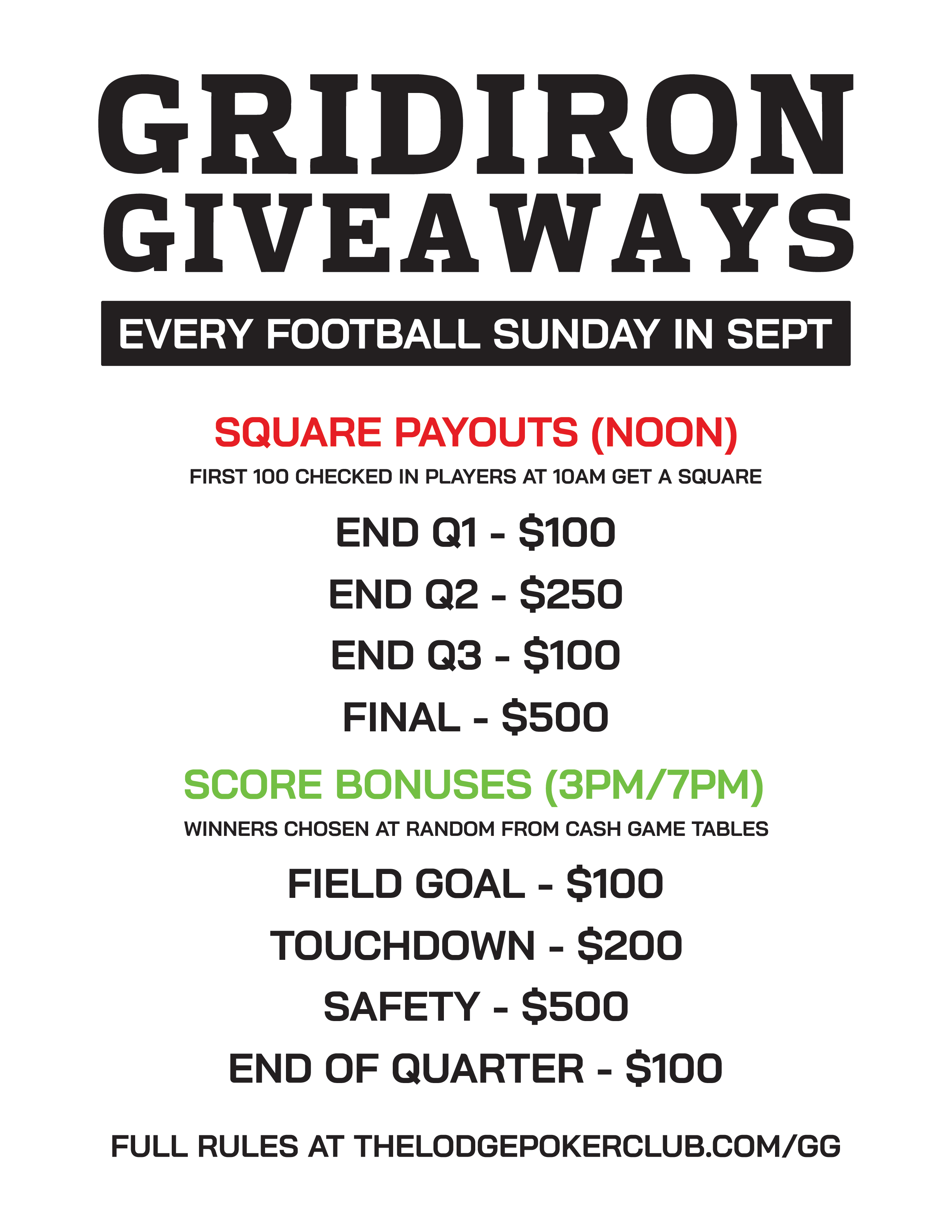Gridiron Giveaways - The Lodge Card Club